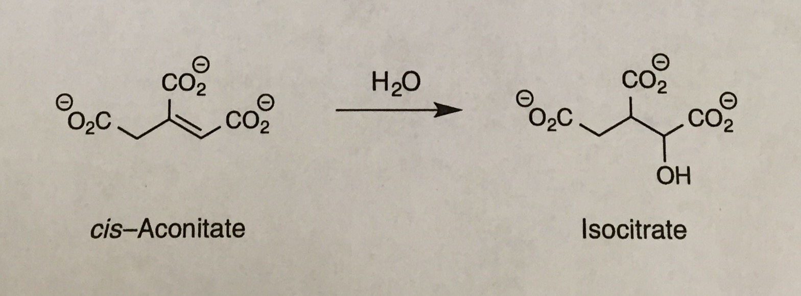 Solved The reaction below is a hydration of cis-aconitate | Chegg.com