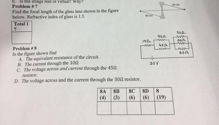 Solved E. Is the image real or virtual? Why? Problem # 7 | Chegg.com