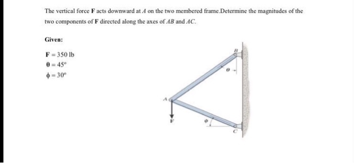 Solved The vertical force F acts downward at A on the two | Chegg.com