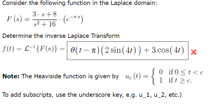 Solved Consider the following function in the Laplace | Chegg.com