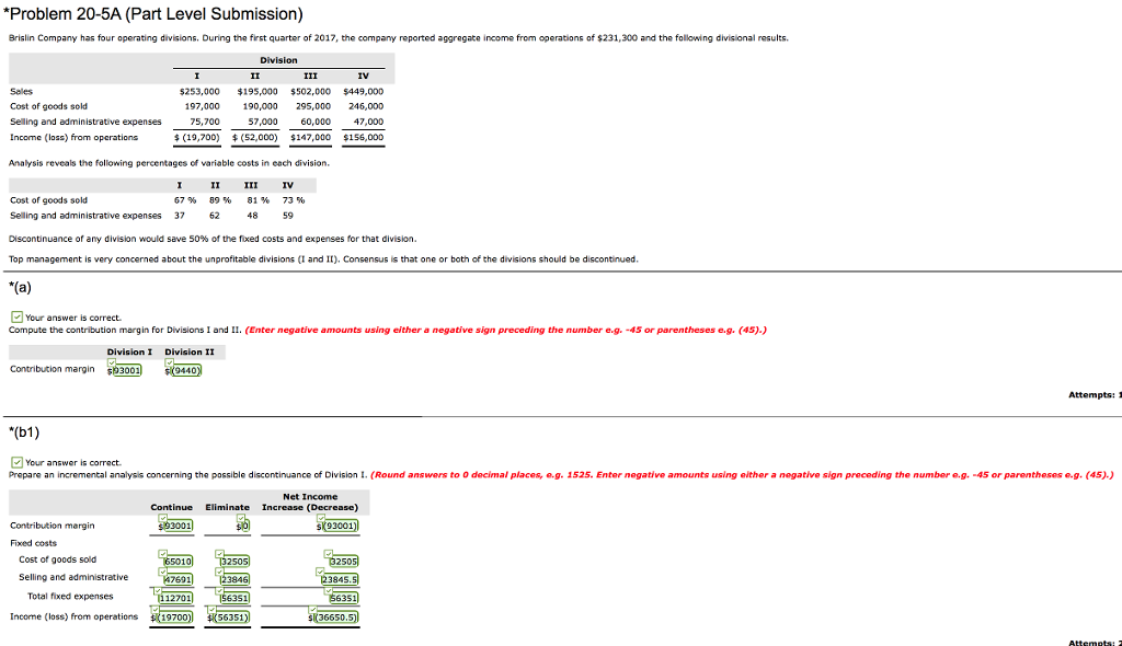 Solved Problem 20-5A (Part Level Submission) Brislin Company | Chegg.com