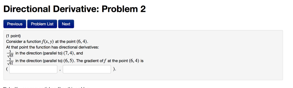 Solved Directional Derivative: Problem 2 Previous Problem | Chegg.com
