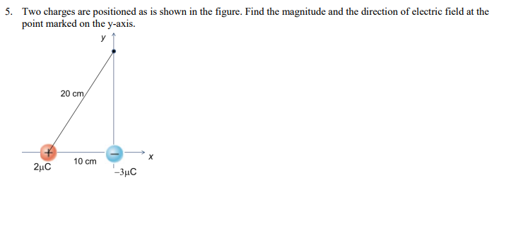 Solved 5. Two charges are positioned as is shown in the | Chegg.com