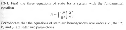 Find the three equation of state ofr a system with | Chegg.com