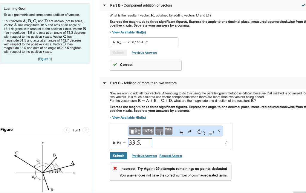 Solved Part B Component addition of vectors Learning Goal To | Chegg.com