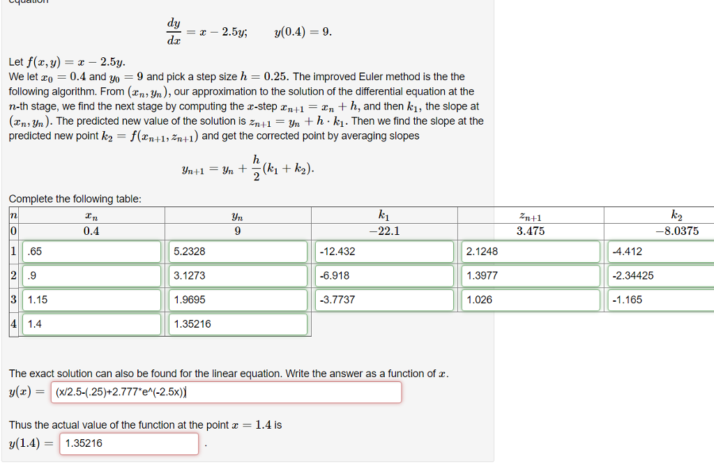 Solved (1 point) Suppose that we use the Improved Euler's | Chegg.com