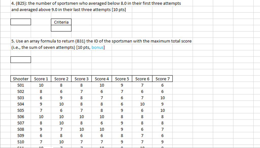 excel function needed for the following asap.You done | Chegg.com
