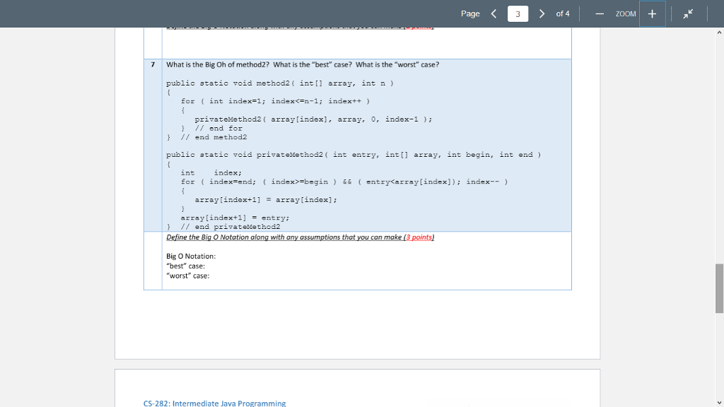Page of 4 ZOOM CS-282: Intermediate Java Programming | Chegg.com