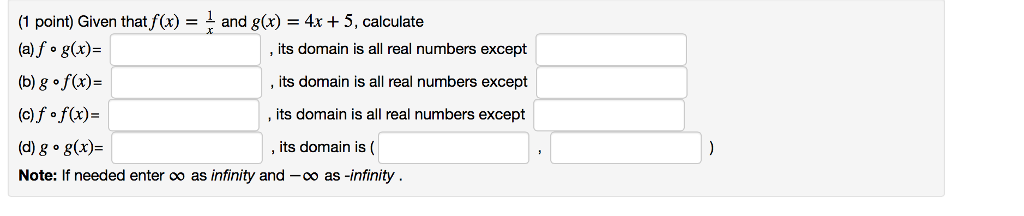 Solved Given that f(x) = 1/x and g(x) = 4x + 5, calculate | Chegg.com