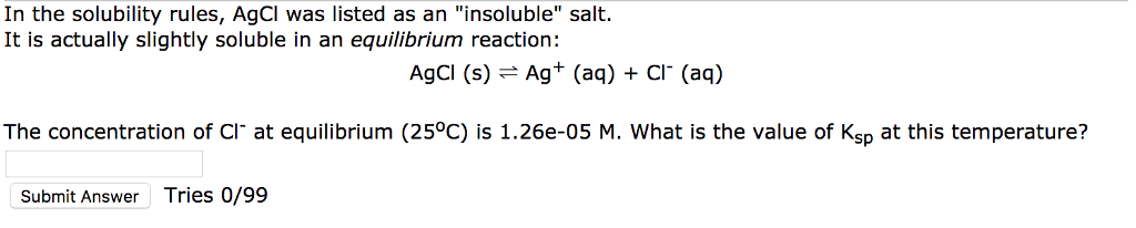 Solved In the solubility rules, AgCI was listed as an | Chegg.com