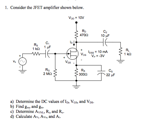 Solved Consider the JFET amplifier shown below. a) | Chegg.com