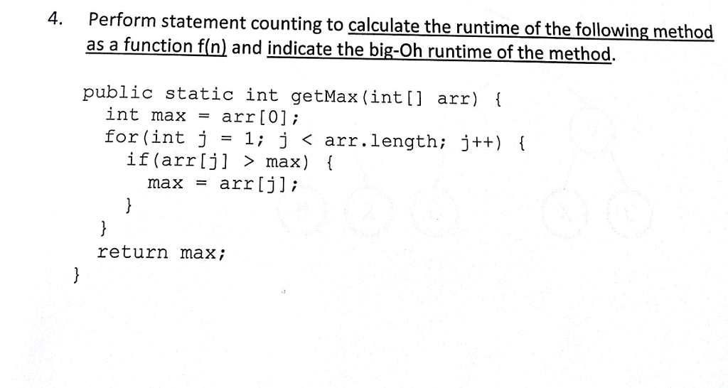 Solved Perform statement counting to calculate the runtime | Chegg.com