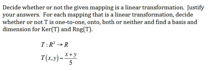 Solved Decide whether or not the given mapping is a linear | Chegg.com
