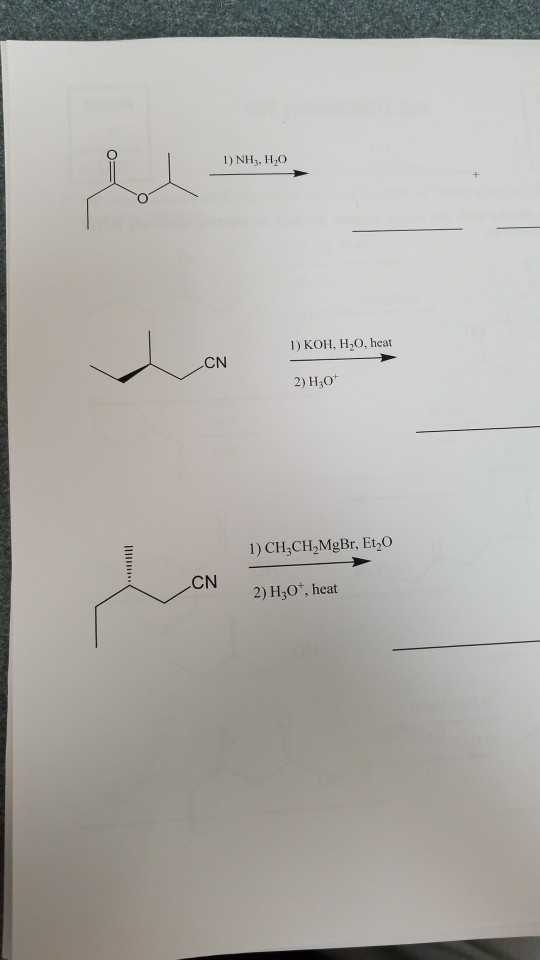 Solved 1) NH3, H2o 1) KOH, H20, heat CN 2) H3O 1) | Chegg.com