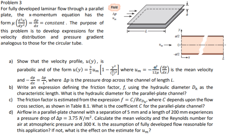 Solved Problem 3 For fully developed laminar flow through a | Chegg.com