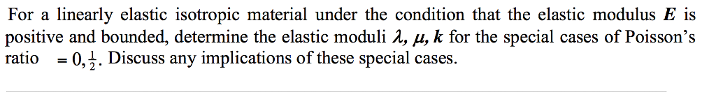 Solved For a linearly elastic isotropic material under the | Chegg.com
