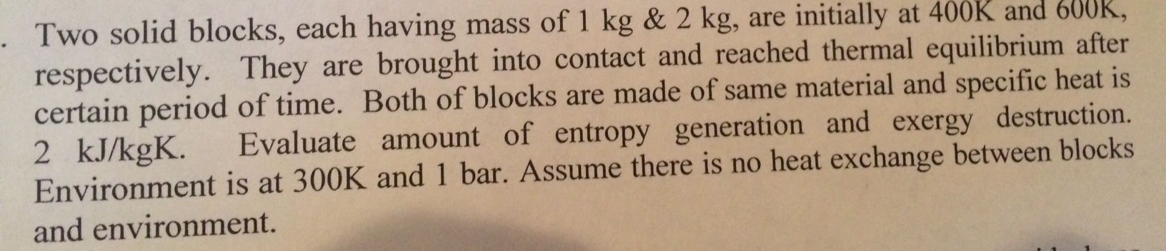 Solved Two solid blocks, each having mass of 1 kg & 2 kg, | Chegg.com