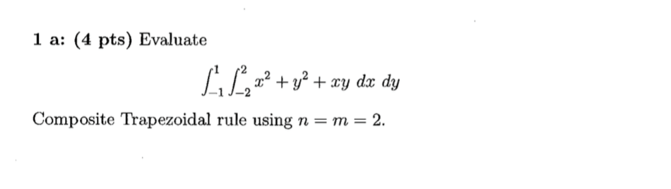 Solved 1 a: (4 pts) Evaluate Composite Trapezoidal rule | Chegg.com