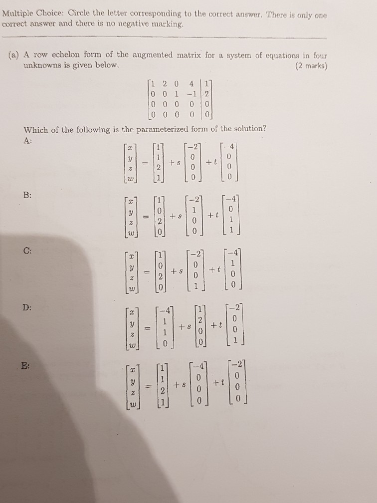 Solved Multiple Choice: Circle the letter cotresponding to | Chegg.com