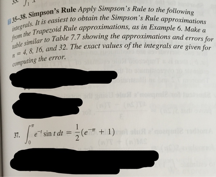 Simpson s Rule Apply Simpson's Rule to the following | Chegg.com