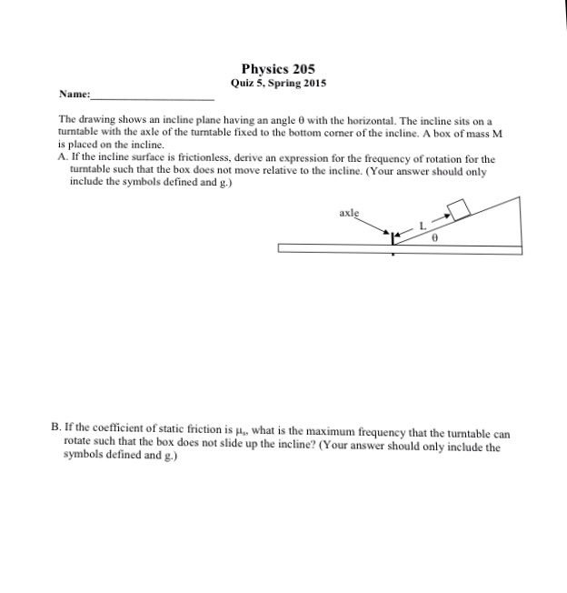 Solved The drawing shows an incline plane having an angle | Chegg.com