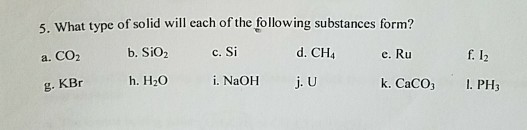 Solved 5. What type of solid will each of the following | Chegg.com