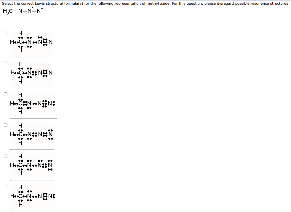 Solved Select the correct Lewis structural formula(s) for | Chegg.com