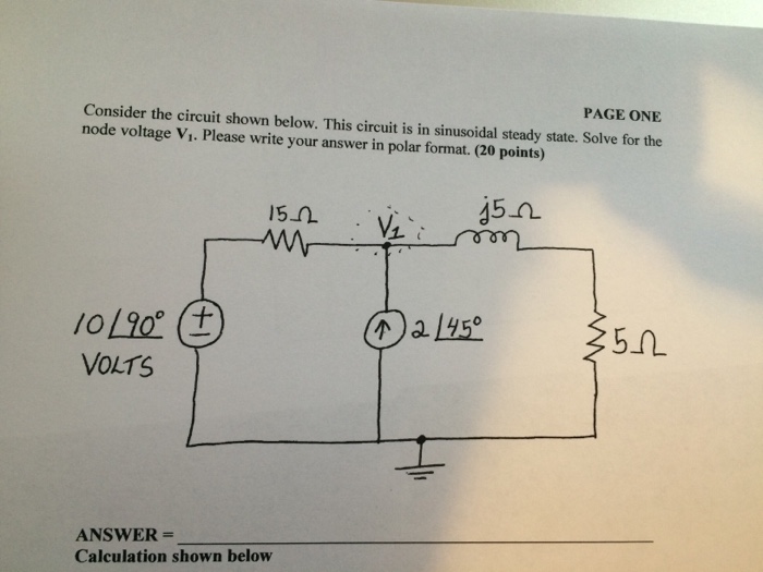 Solved PAGE ONE Consider the circuit shown below. This | Chegg.com