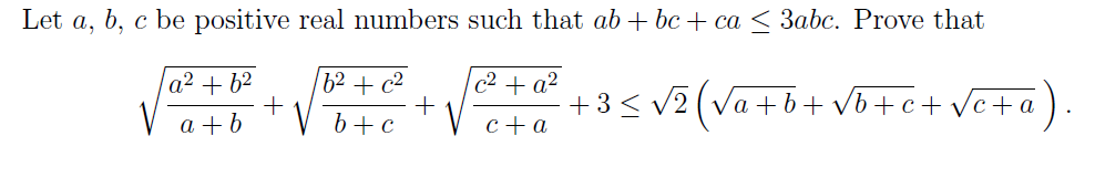 Solved Let a, b, c be positive real numbers such that ab + | Chegg.com
