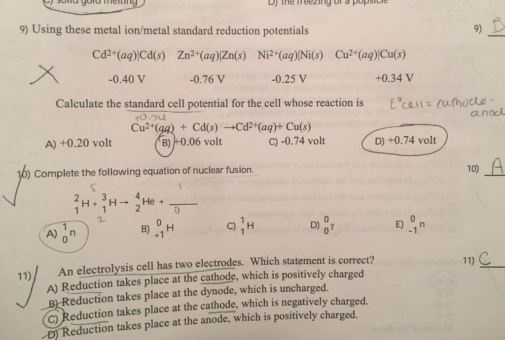 Solved Using these metal ion/metal standard reduction | Chegg.com