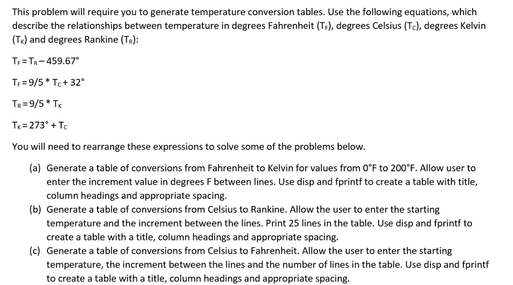 Solved This problem will require you to generate temperature | Chegg.com