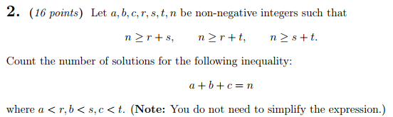 Solved 2. ( 16 points) Let a, b, c, T, s, t, n be | Chegg.com