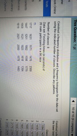 Solved Construct a frequency distribution and a frequency | Chegg.com