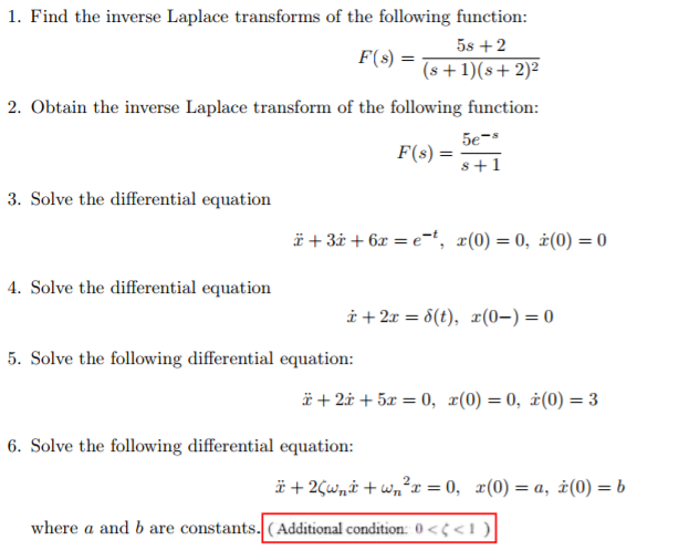 Solved Find the inverse Laplace transforms of the following | Chegg.com