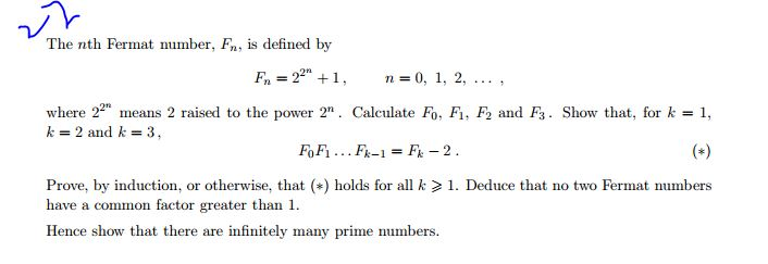 Solved The nth Fermat number, Fn, is defined by Fn-22. +1 , | Chegg.com