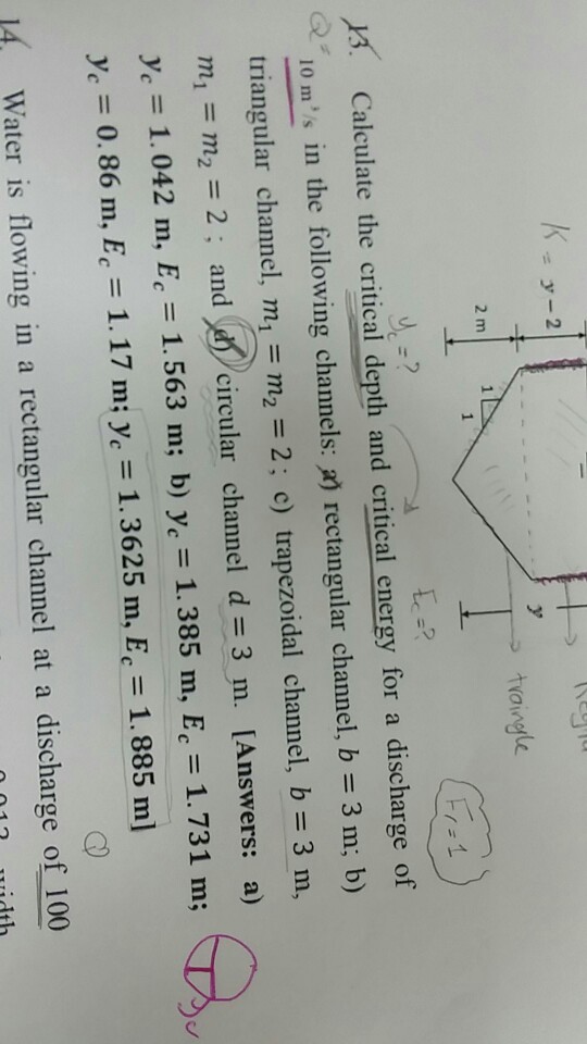 Solved Regt tvaingle 2 m Calculate the critical depth and | Chegg.com