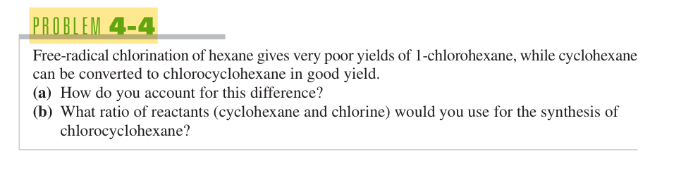 Solved PHOBLEM 4-4 Free-radical chlorination of hexane gives | Chegg.com