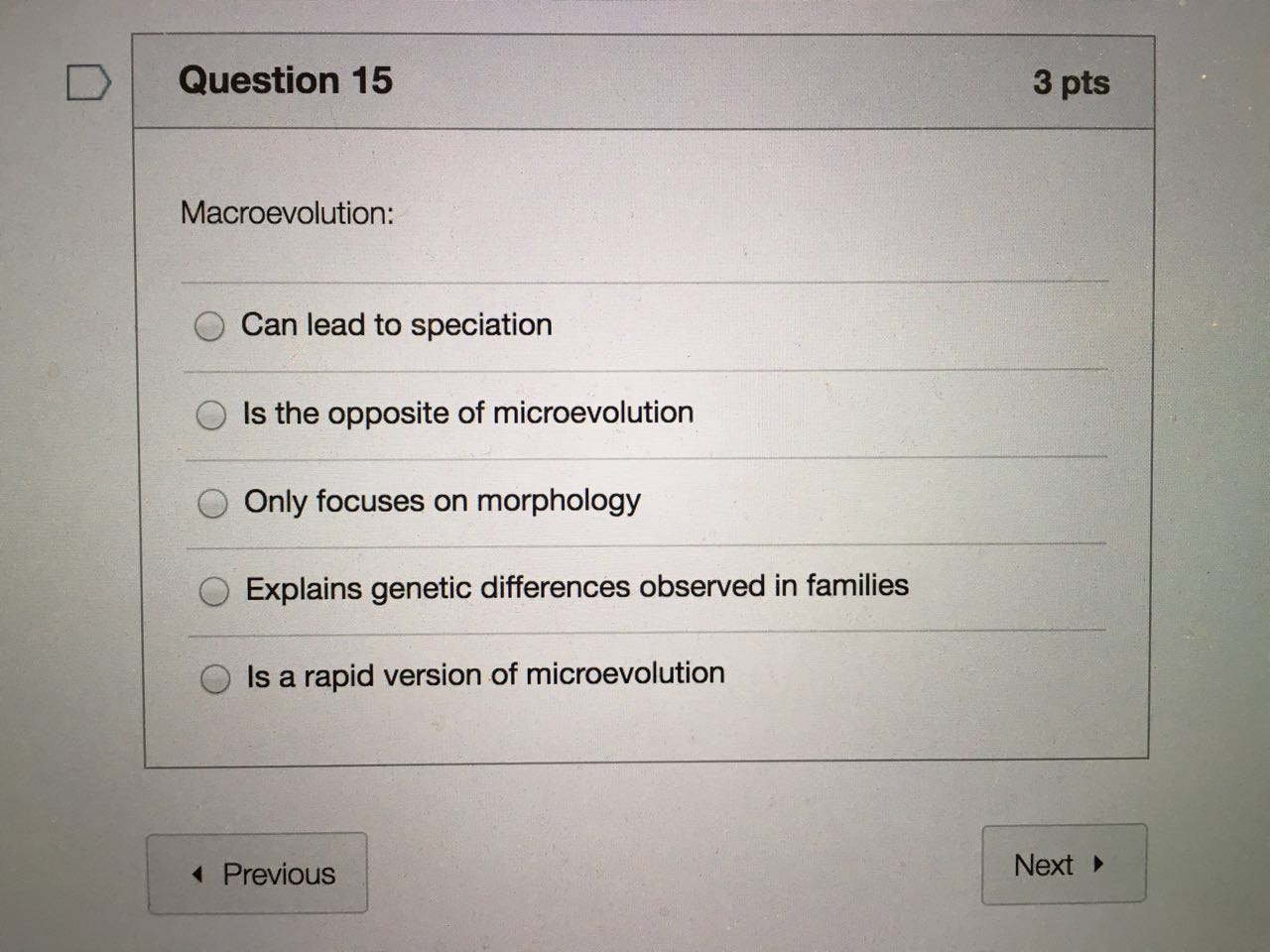 Solved Macroevolution: Can lead to speciation Is the | Chegg.com