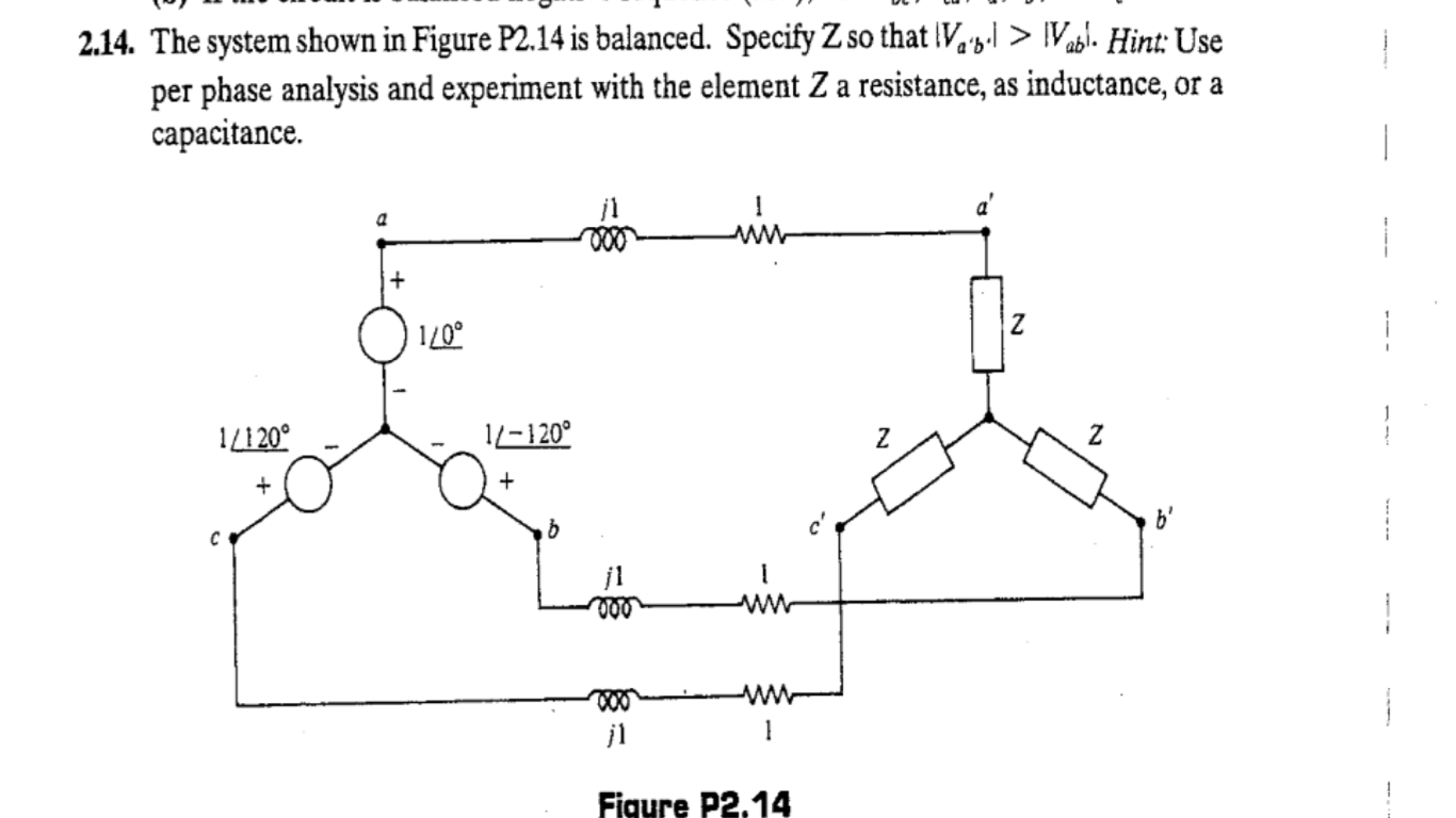 Solved The system shown in Figure P2.14 is balanced. Specify | Chegg.com