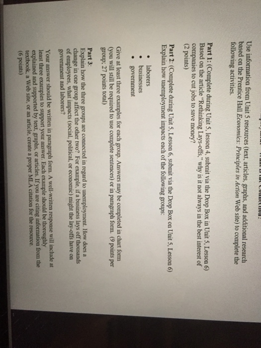 Solved Use information from Unit 5 resources (text, | Chegg.com