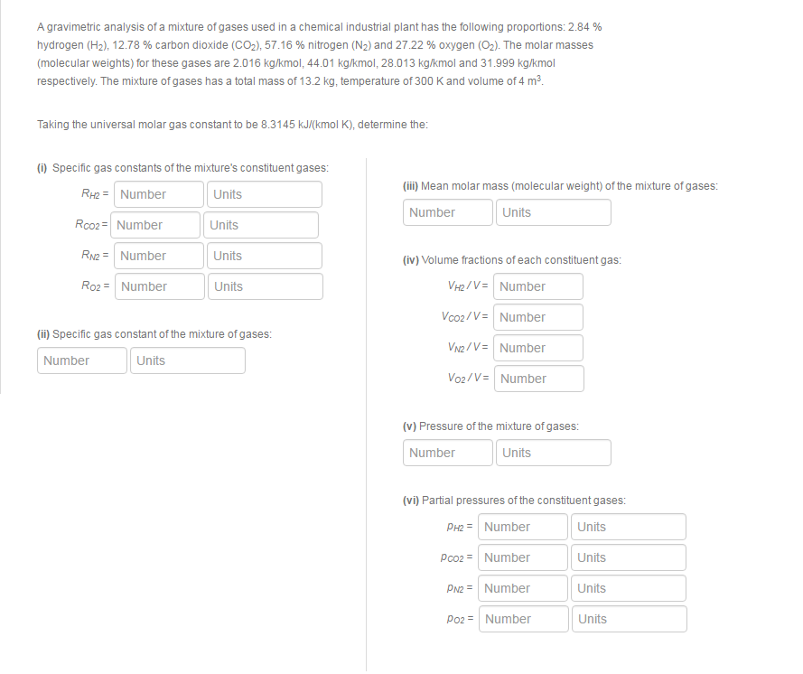 Solved A gravimetric analysis of a mixture of gases used in | Chegg.com