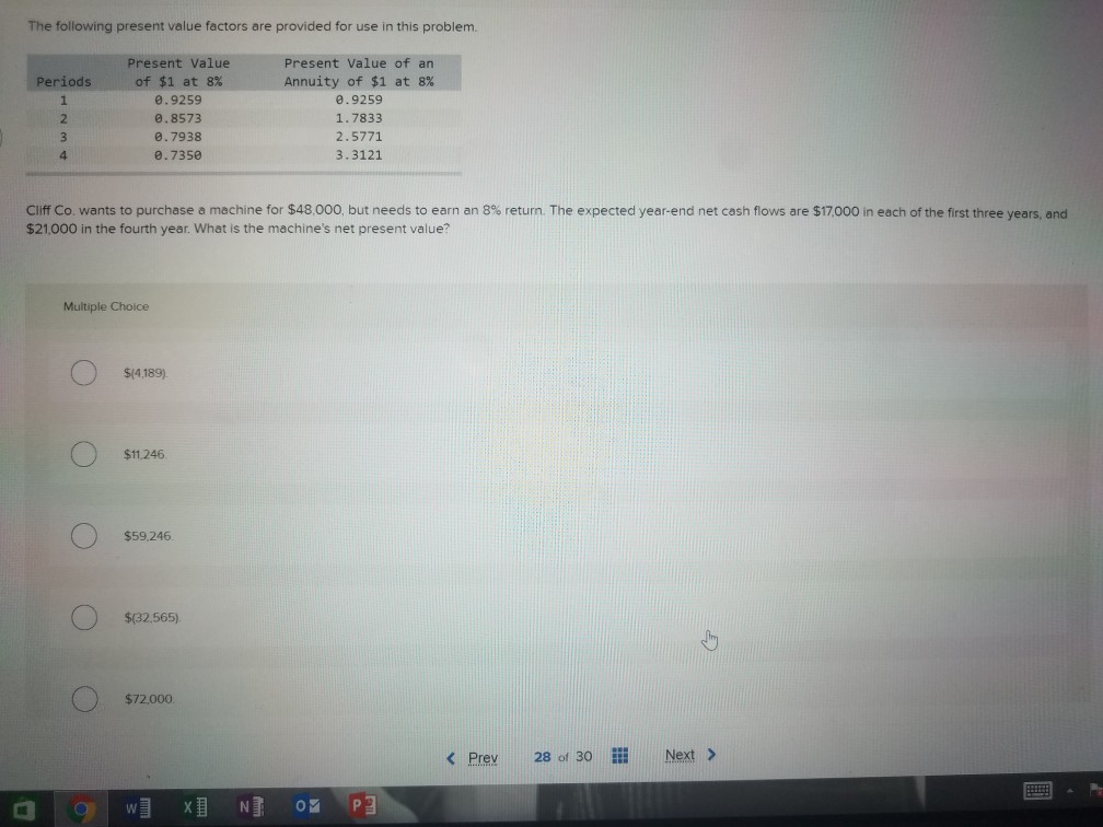 Solved Saved Help Save & Exit The following present value | Chegg.com