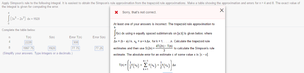 Solved Apply Simpson's rule to the following integral. It is | Chegg.com