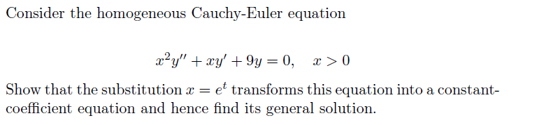 Solved Consider the homogeneous Cauchy-Euler equation x^2y" | Chegg.com