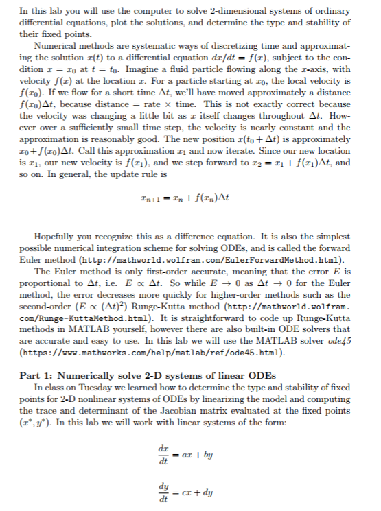 Solved In this lab you will use the computer to solve | Chegg.com