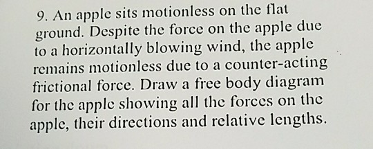 Solved 9. An apple sits motionless on the flat ground. | Chegg.com