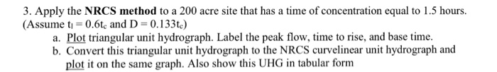 Solved Apply the NRCS method to a 200 acre site that has a | Chegg.com