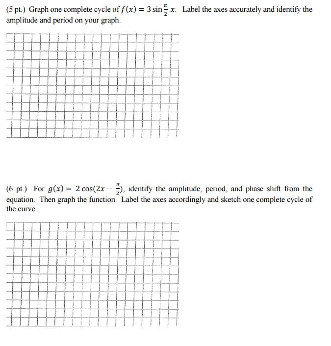 Solved Graph one complete cycle of f(x) = 3 sin pi/2 x. | Chegg.com
