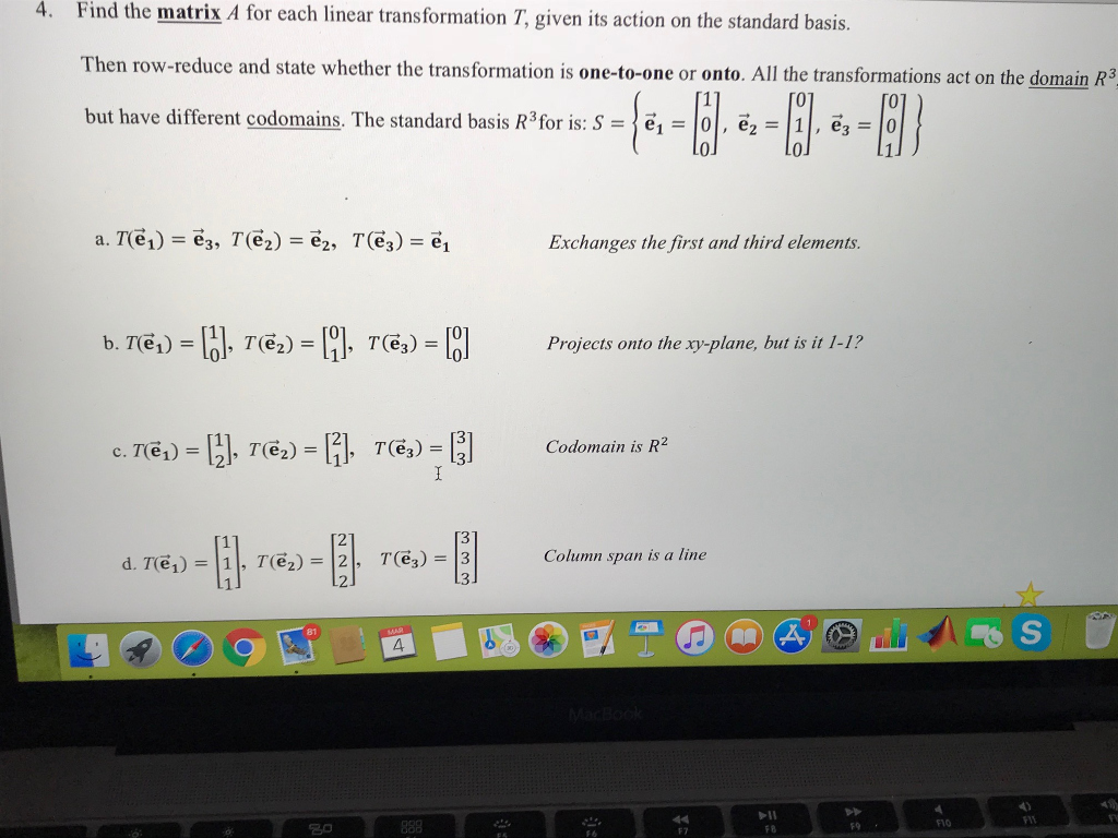 Solved 4. Find the matrix A for each linear transformation | Chegg.com