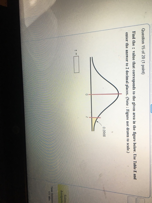 Solved Find the z value that corresponds to the given area | Chegg.com